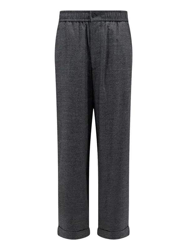 Giorgio Armani Virgin Wool And Cashmere Wide Leg Trousers - Grey