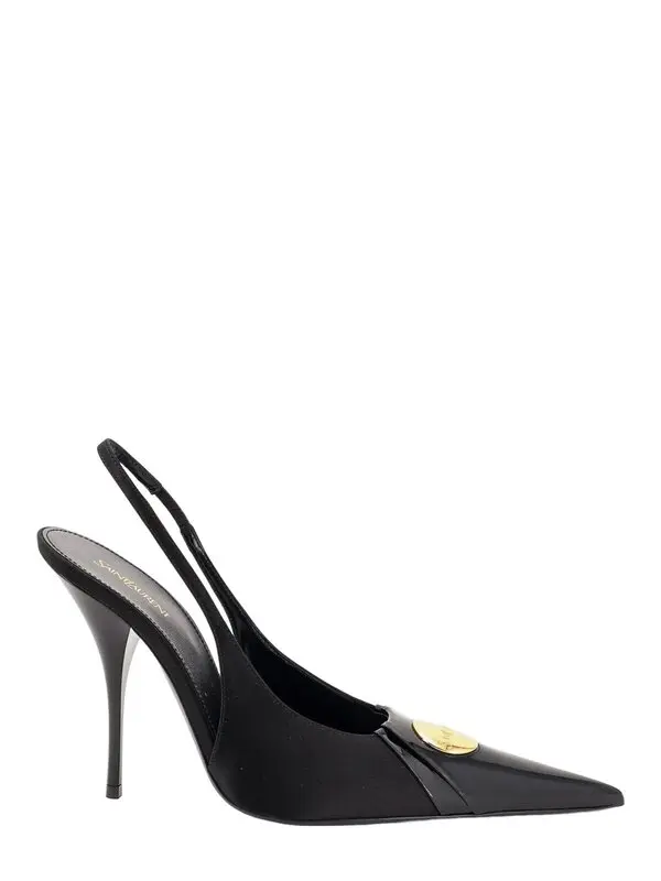 Saint Laurent Louis Patent Leather Pumps With Logo Tag - Black