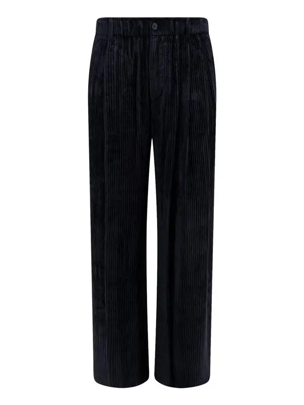 Giorgio Armani Corduroy Wide Leg Trousers - Black