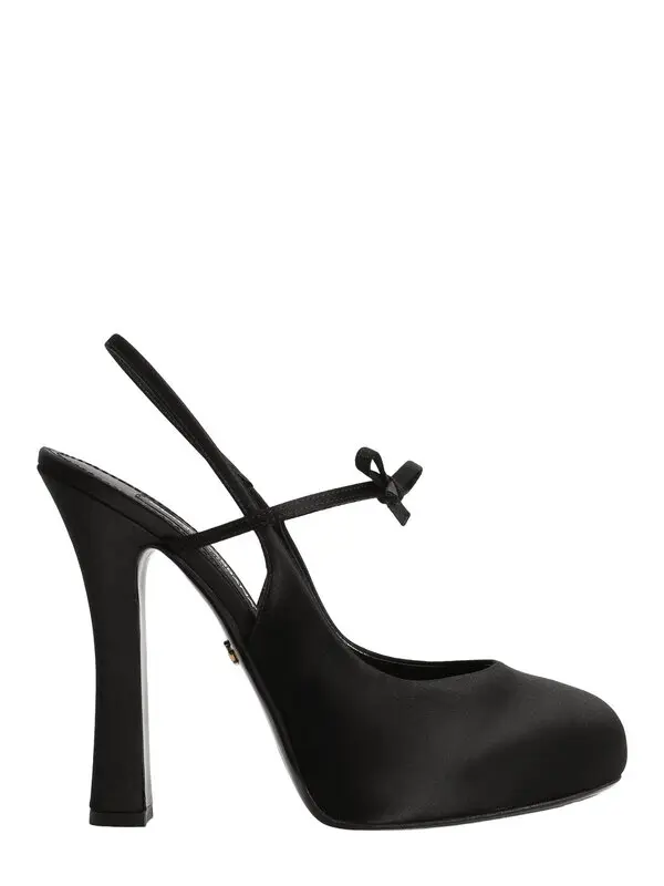 Dolce & Gabbana Satin Slingbacks Pumps And Slingback - Black