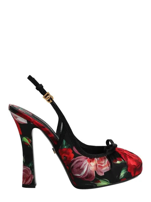Dolce & Gabbana Satin Slingbacks Pumps And Slingback - Print