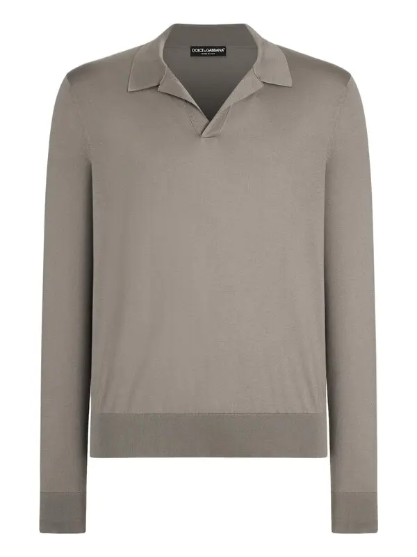 Dolce & Gabbana Silk Polo Shirt Sweaters And Cardigans - Beige