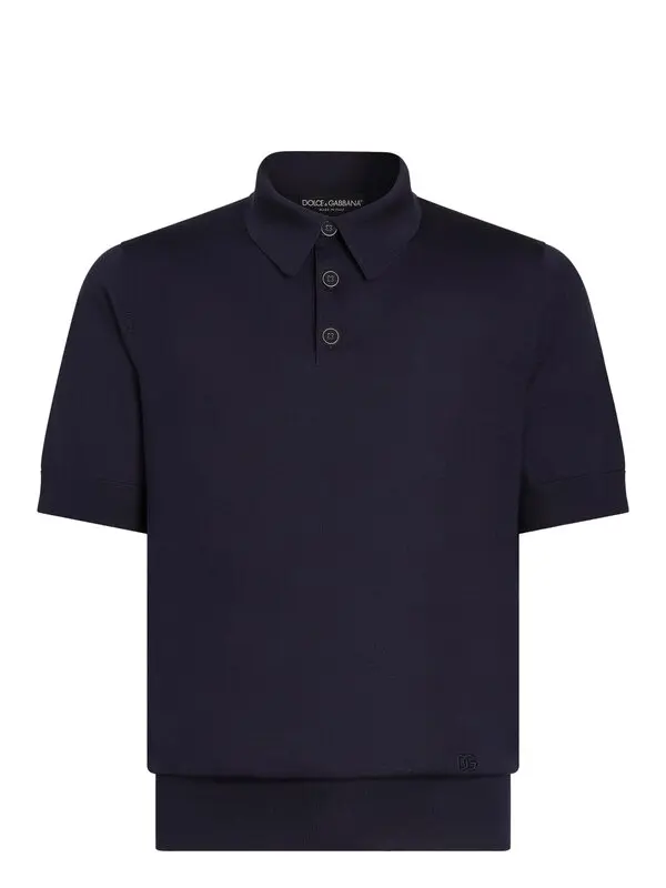 Dolce & Gabbana Silk Polo Shirt Sweaters And Cardigans - Blue