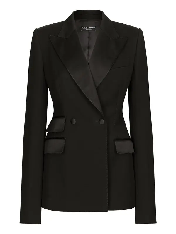 Dolce & Gabbana Double-breasted Woolen Jacket With Side Vents Blazers - Black