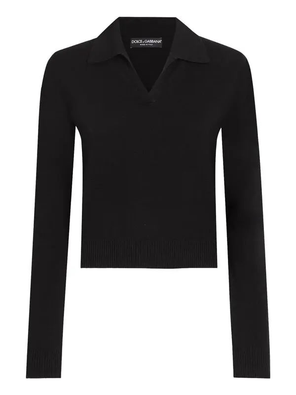 Dolce & Gabbana Cashmere Polo Pullover Sweaters And Cardigans - Black