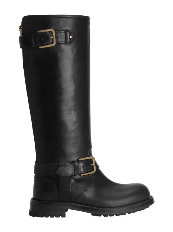 Dolce & Gabbana Calfskin Biker Boots Boots And Booties - Black