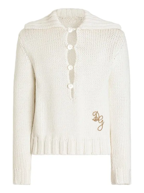 Dolce & Gabbana Knit Pullover With Logo Embroidery - White