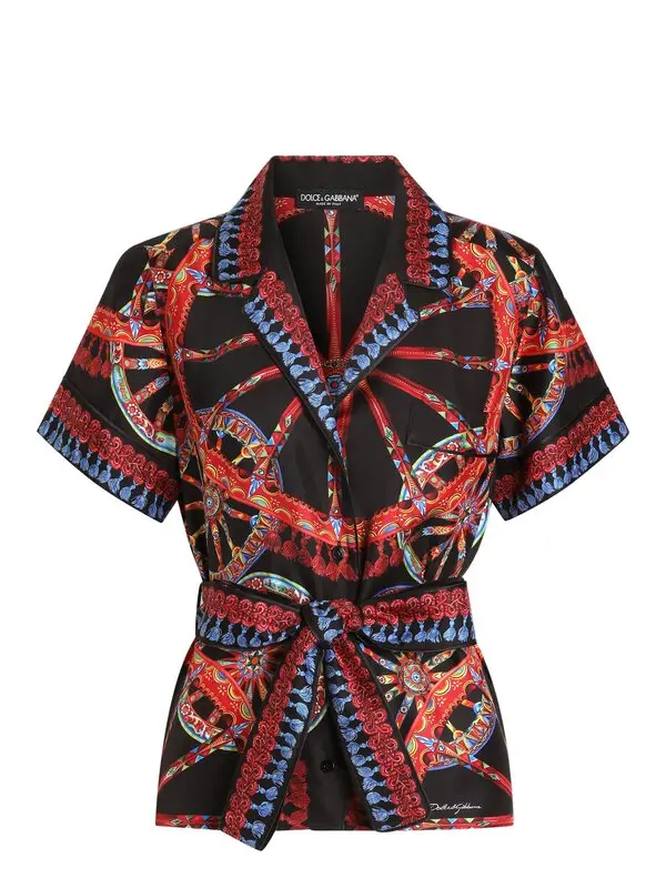 Dolce & Gabbana Carretto-print Silk Twill Vanity Shirt Shirts And Tops Multi-colored - Multicolor