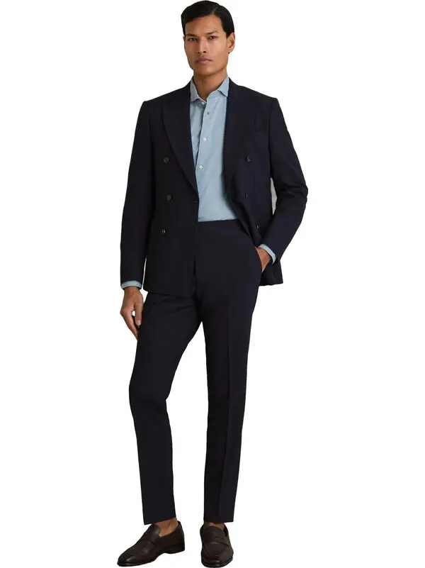 REISS Washed Cotton Chambray Shirt - Blue