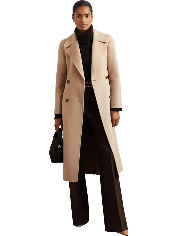REISS Rene Double-breasted Blindseam Coat Wool-blend - Neutral