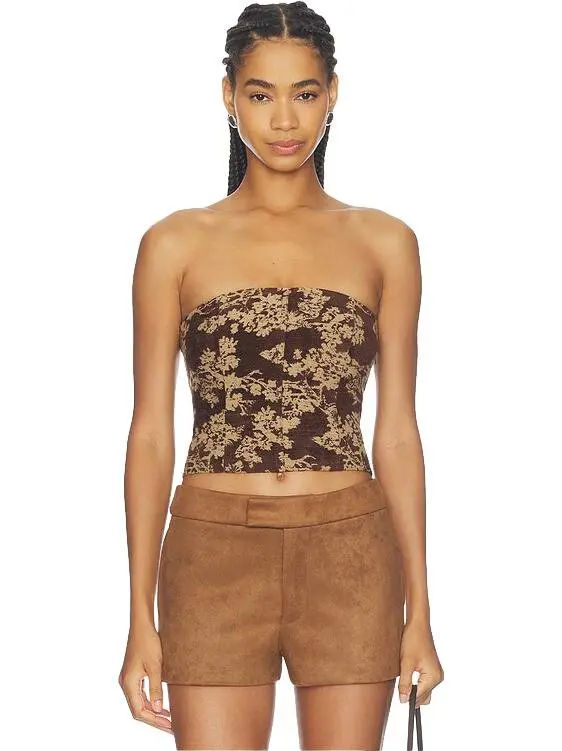 L'Agence Strapless Corset Top With Lace-up Detail - Brown