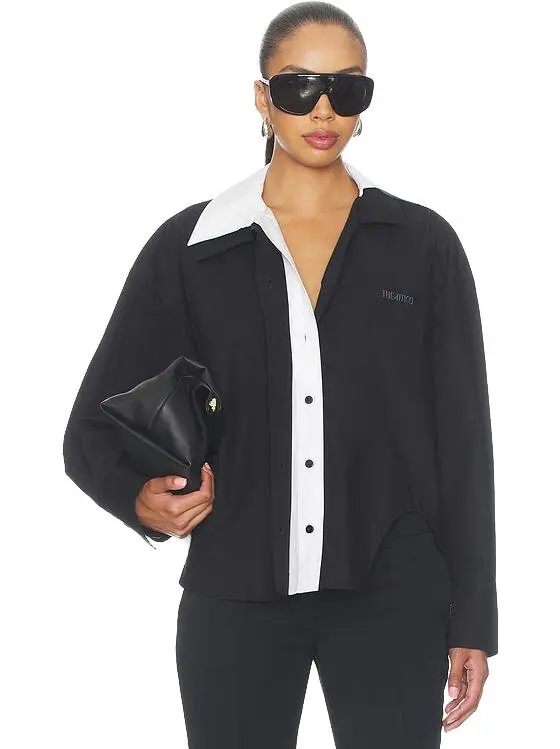 Attico Oversized Contrast Shirt In . Also - Black