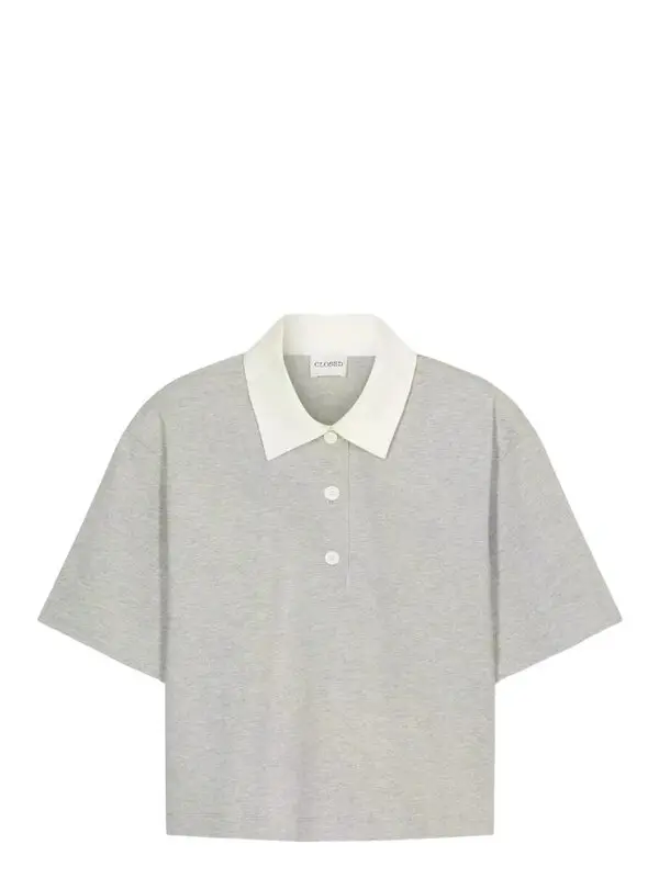 Closed Cropped Rugby Shirt - Grey