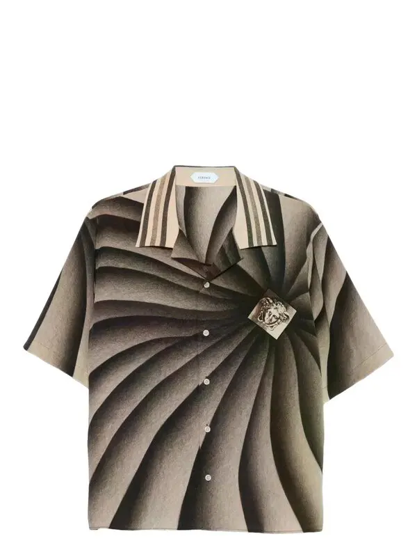Versace The Vortex-print Silk Shirt - Neutrals