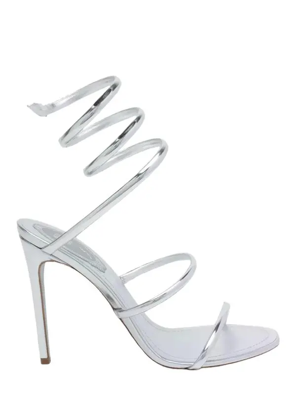 Rene Caovilla Cleo Spiral Stiletto Sandals - Silver