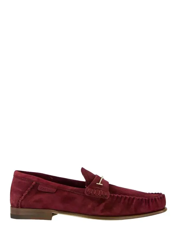 TOM FORD Suede T-bar Loafers - Red