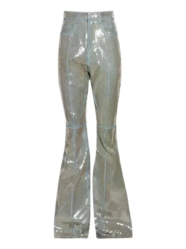 Rick Owens Bolan Sequin Bootcut Jeans - Silver