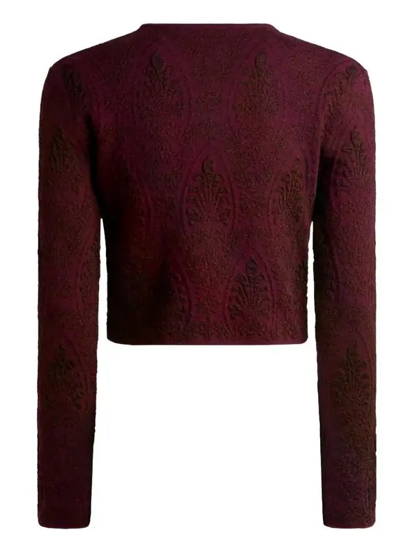 Etro Cropped Jacquard Cardigan With Medallion Motif - Red