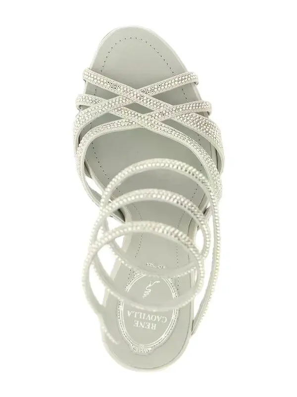 Rene Caovilla Dania Crystal Embellished Stiletto Sandals - Silver