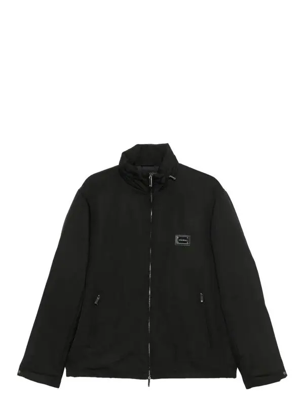 Emporio Armani High-neck Logo Plaque Jacket - Black