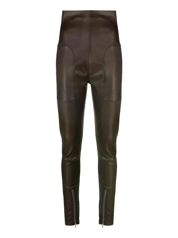 Rick Owens Skinny-cut Panelled Leather Trousers - Brown