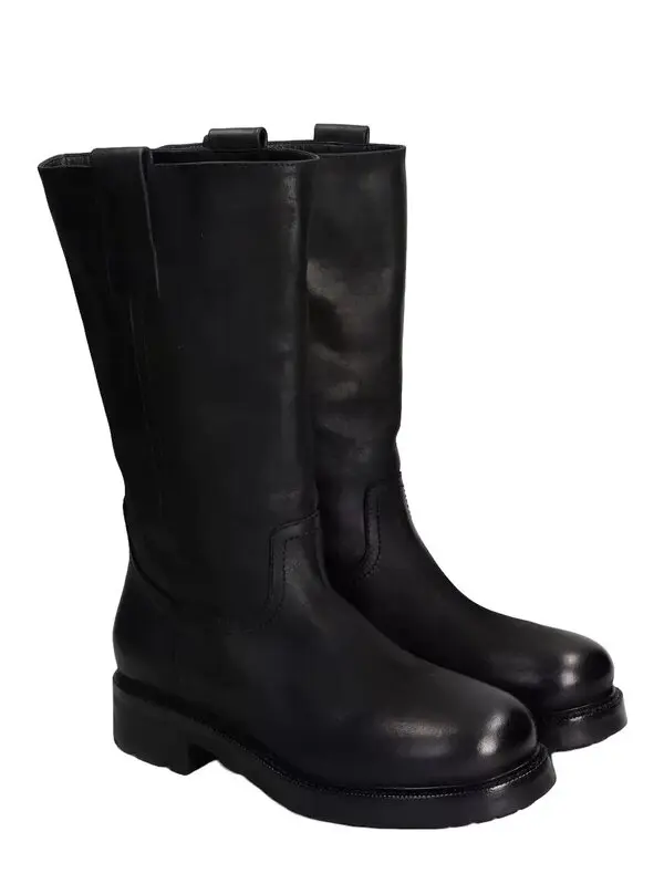 STRATEGIA SHOES Pull-tab Leather Boots - Black