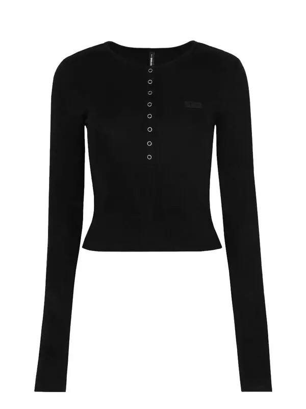 WRSTBHVR Ribbed Long-sleeve Top With Button Detail - Black