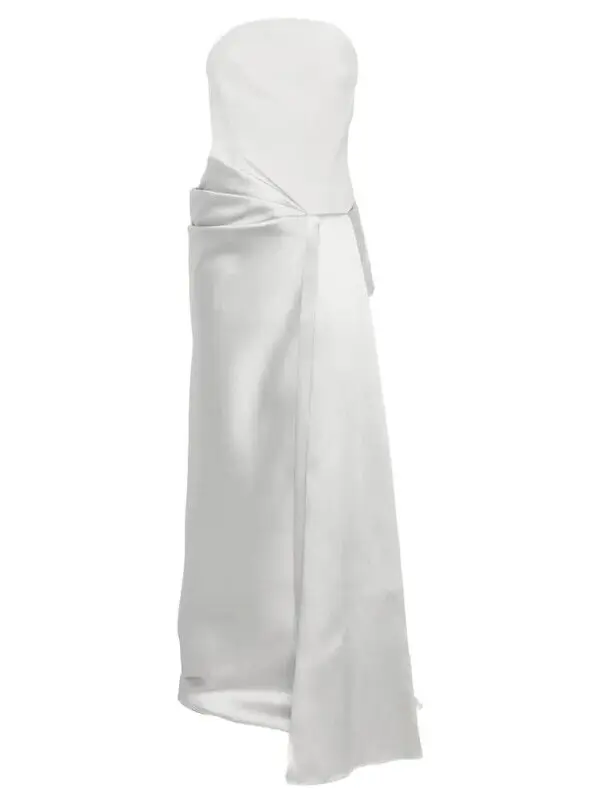 Solace London Seri Strapless Draped Maxi Dress - Silver