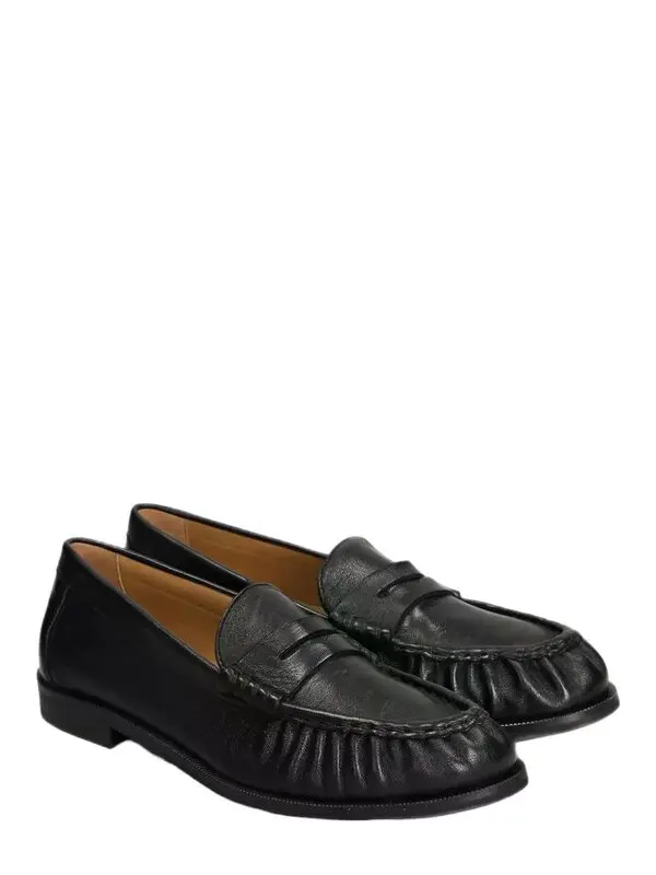 JULIE DEE Ruched Penny Loafers - Black