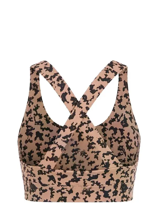 EA7 Animal-print Crossover-strap Sports Bra - Brown