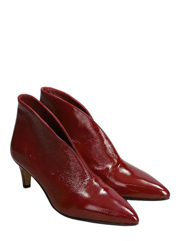 L'ARIANNA Pointed-toe Patent Leather Ankle Boots - Red