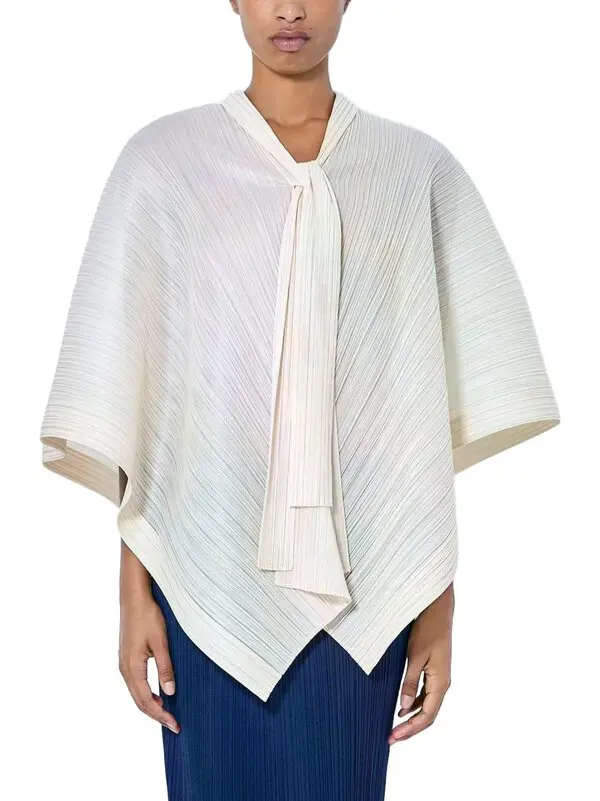 Issey Miyake Tie-neck Pleated Blouse - Neutrals