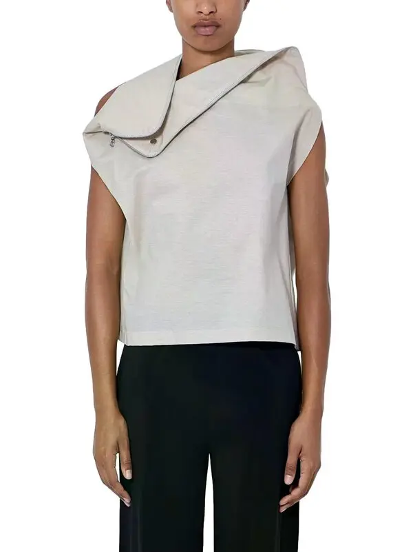 Issey Miyake Asymmetric Zip-detail Top - Neutrals