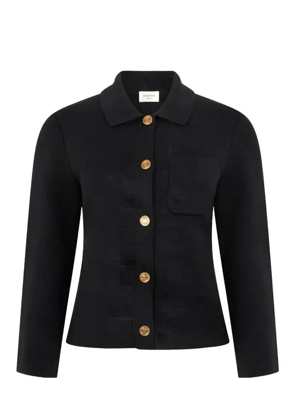 Saint Laurent Wool Polo Cardigan - Black