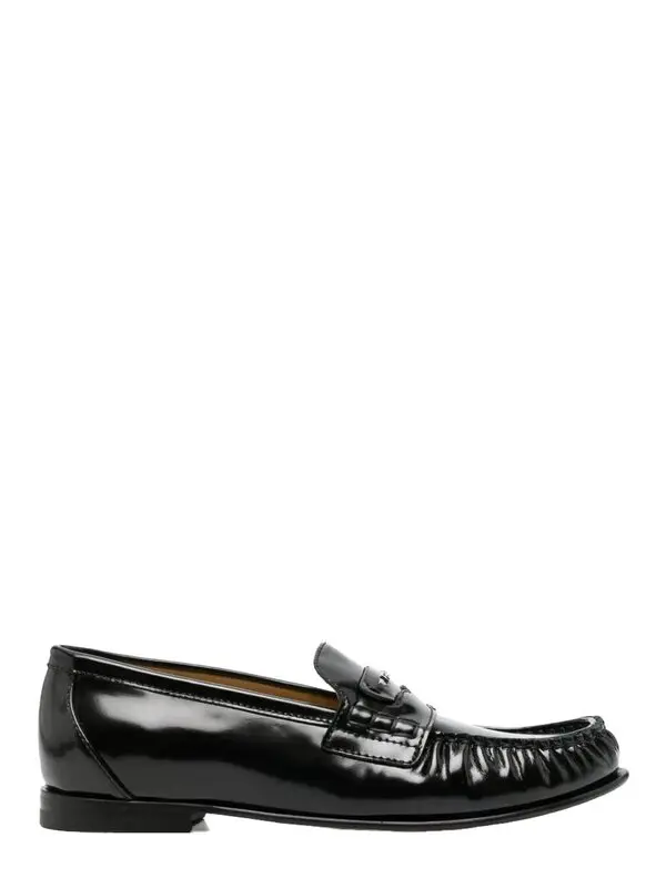 Fendi Logo Plaque Gathered Loafers - Black