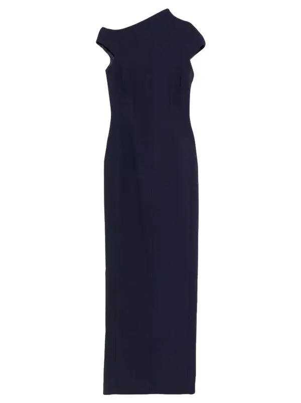 Solace London Arion Asymmetric Neck Cap Sleeve Maxi Dress - Blue