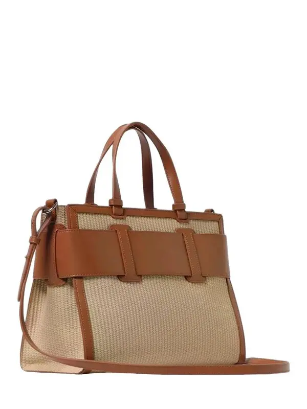 Armani Exchange Logo-plaque Raffia-effect Tote Bag - Neutrals