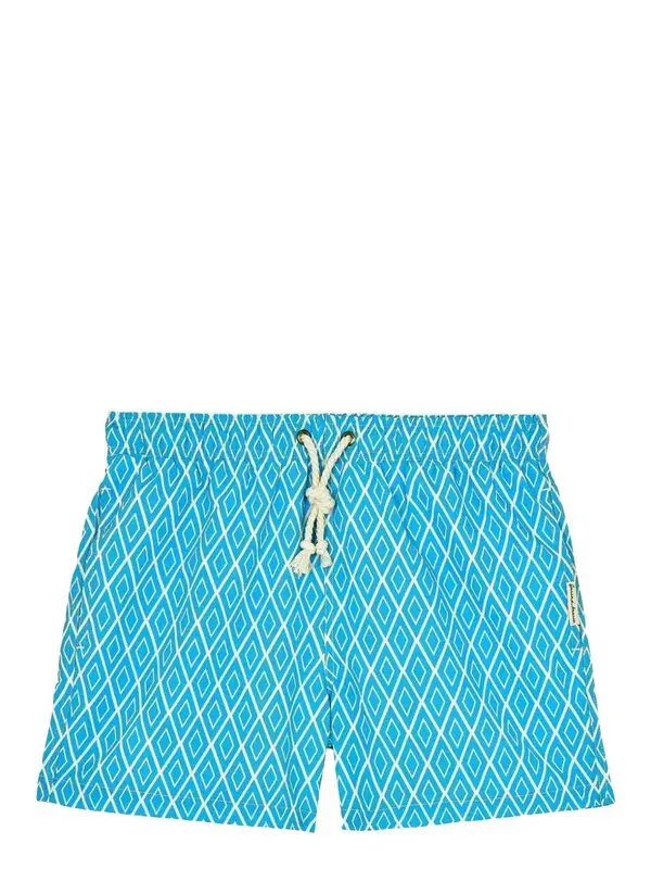 GASSA D AMANTE Praiano Geometric-print Swim Shorts - Blue