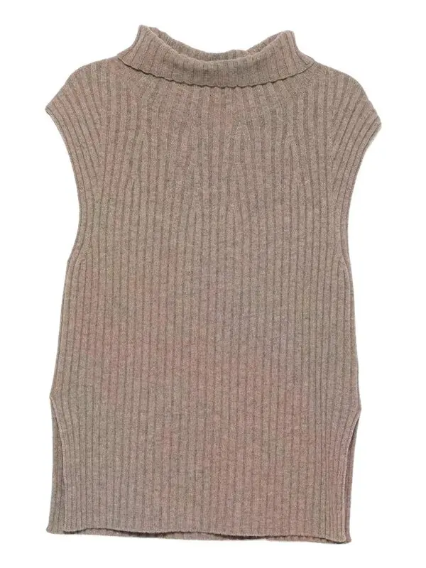 Eric Bompard Ribbed Sleeveless Vest - Brown