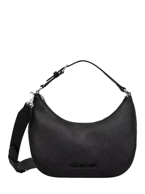 Moschino Logo-lettering Pebbled Shoulder Bag - Black