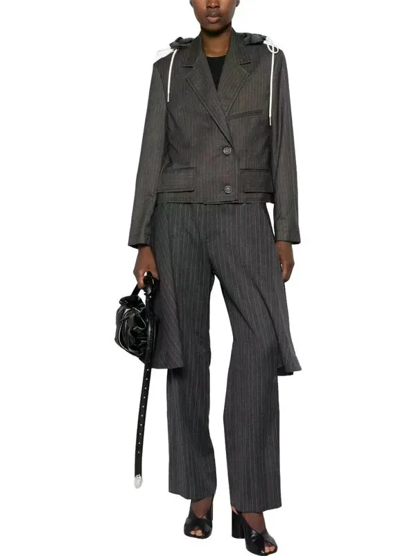 SONG FOR THE MUTE Pinstripe Hooded Jacket - Grey