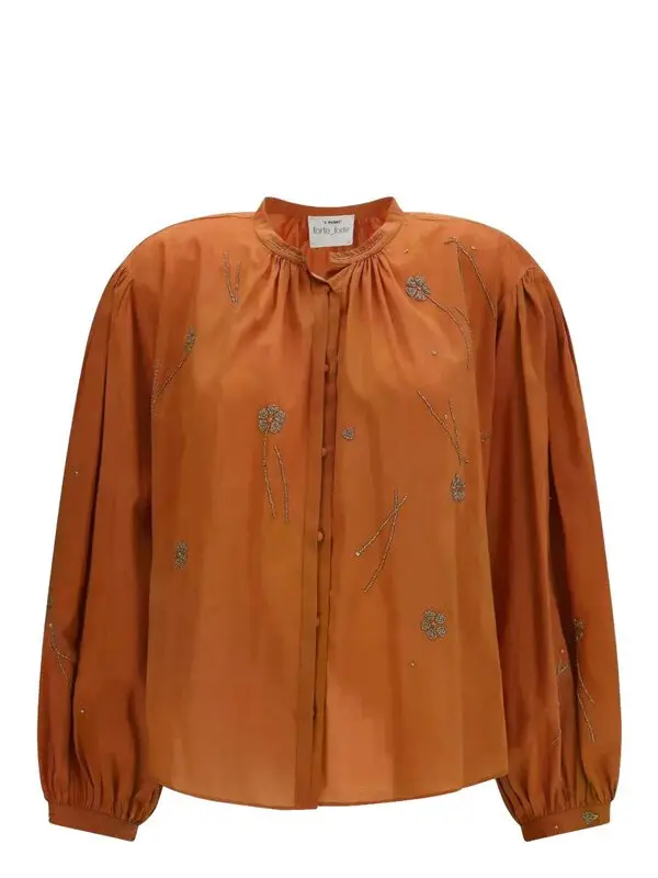 FORTE_FORTE Bead-embroidered Voile Shirt - Orange