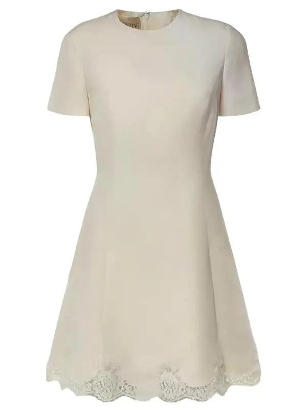 Valentino Garavani Lace-trim A-line Dress - Neutrals