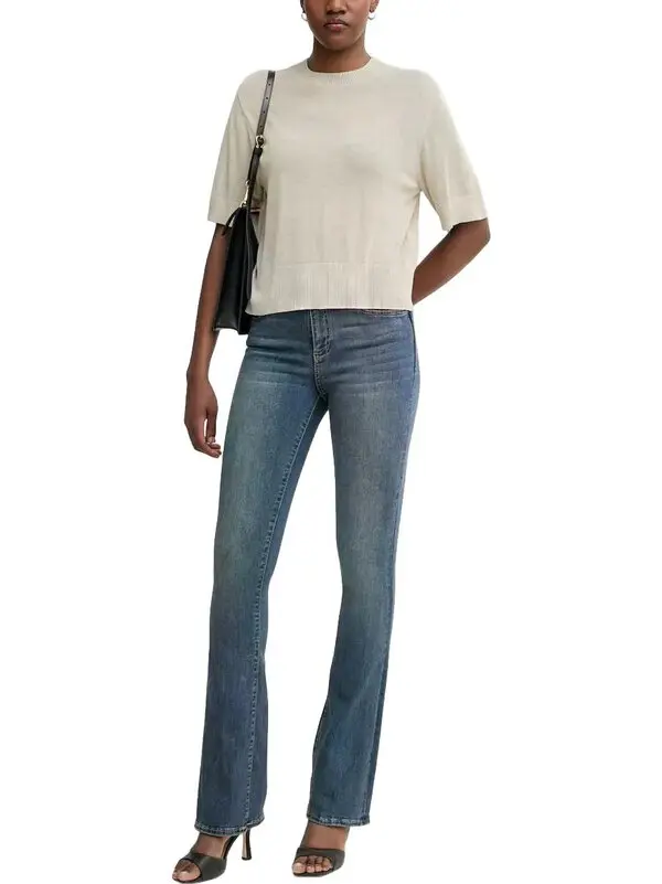 Armani Exchange Open-back Ribbed-trim Top - Neutrals