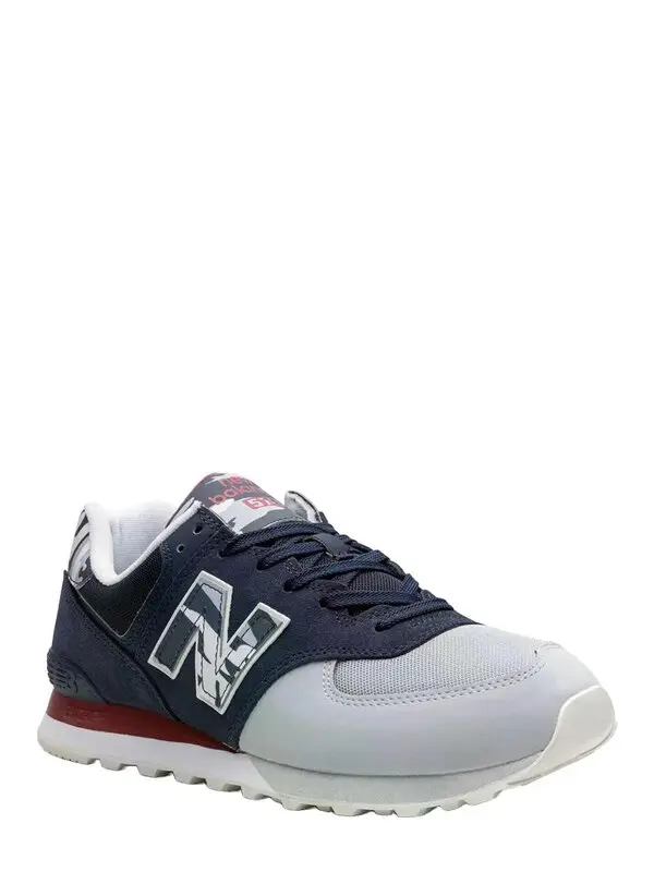 NEW BALANCE 574 Navy Camo Sneakers - Blue