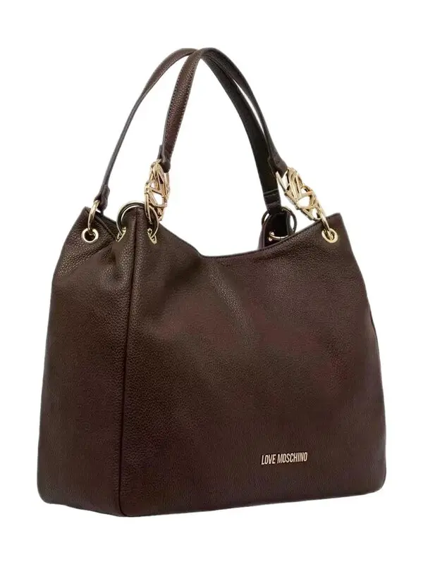 Moschino Logo-plaque Pebbled-texture Tote Bag - Brown