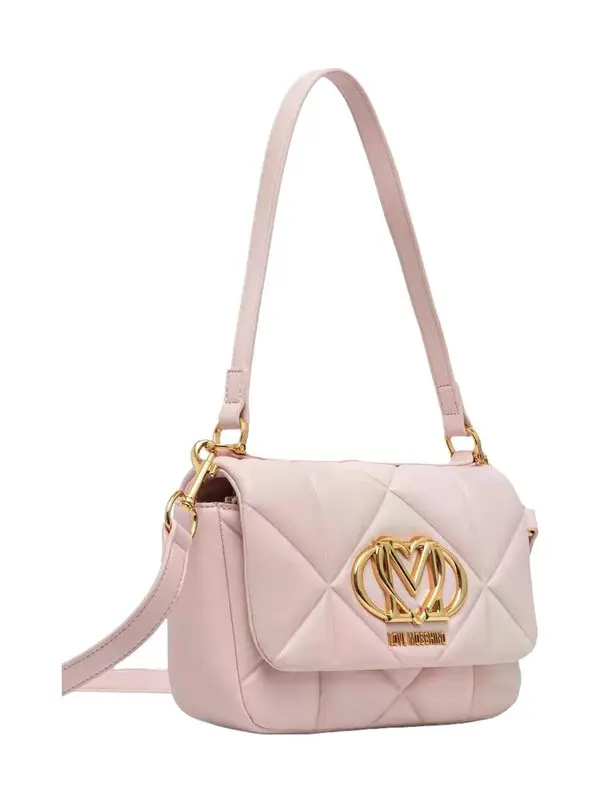 Moschino Quilted Logo-plaque Shoulder Bag - Pink
