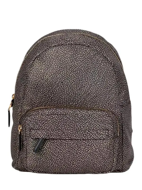 Borbonese B-club Op-print Front-zip Backpack - Neutrals