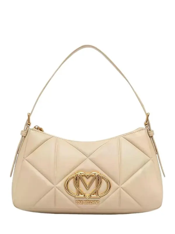 Moschino Quilted Logo-plaque Shoulder Bag - Neutrals