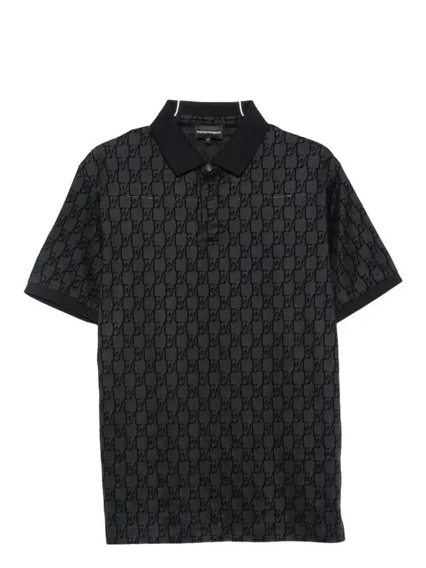 Emporio Armani Allover Logo Polo Shirt - Blue